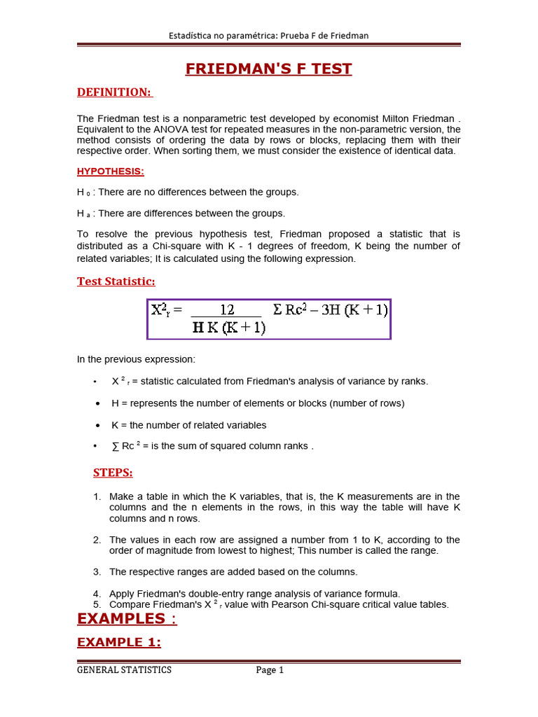 Friedman F Test | PDF | Statistical Hypothesis Testing | F Test