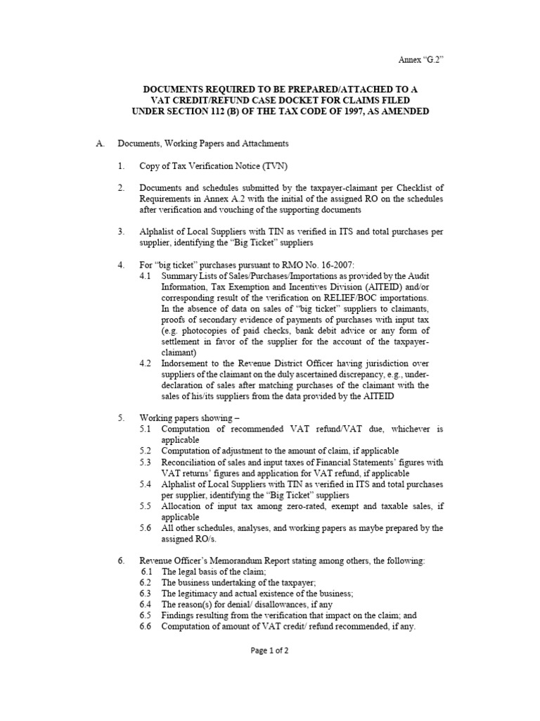 RMO 47-2020 Annex G.2 | PDF | Value Added Tax | Taxes