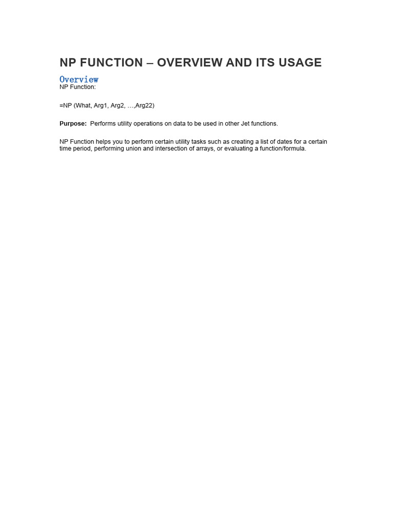 NP Function Overview and Usage Guide | PDF | Microsoft Excel | String ...