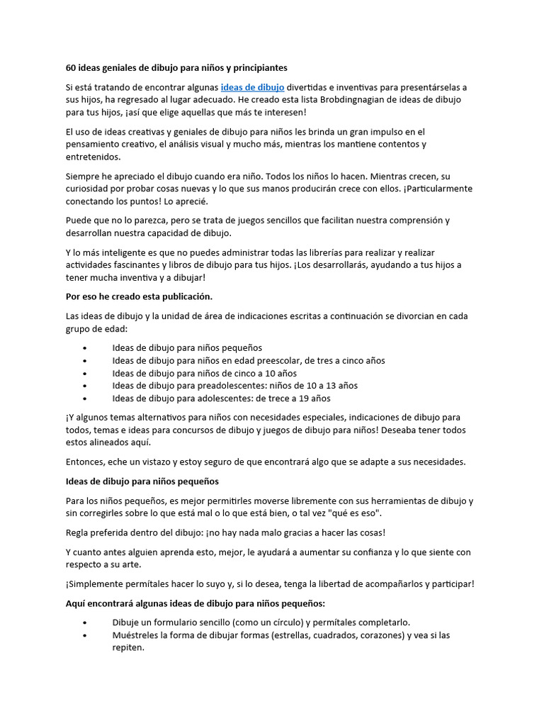60 Ideas Geniales de Dibujo para Niños y Principiantes | PDF | Dibujo ...