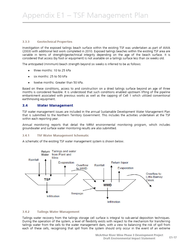 Appendix E1 Tailings Storage Facility TSF Management Plan 19 | PDF