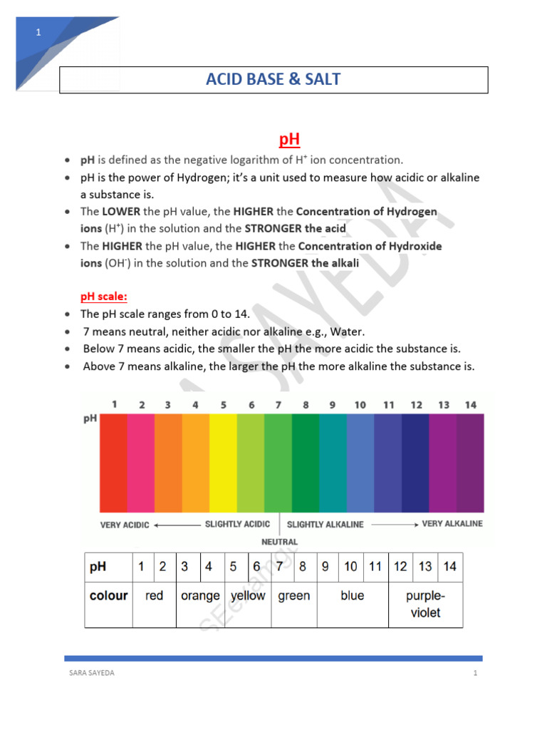 ACID BASE - PH | PDF | Ph | Acid