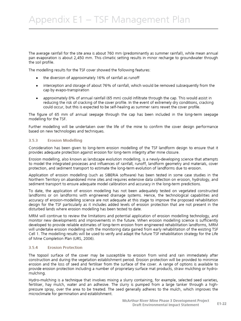 Appendix E1 Tailings Storage Facility TSF Management Plan - 24 | PDF ...