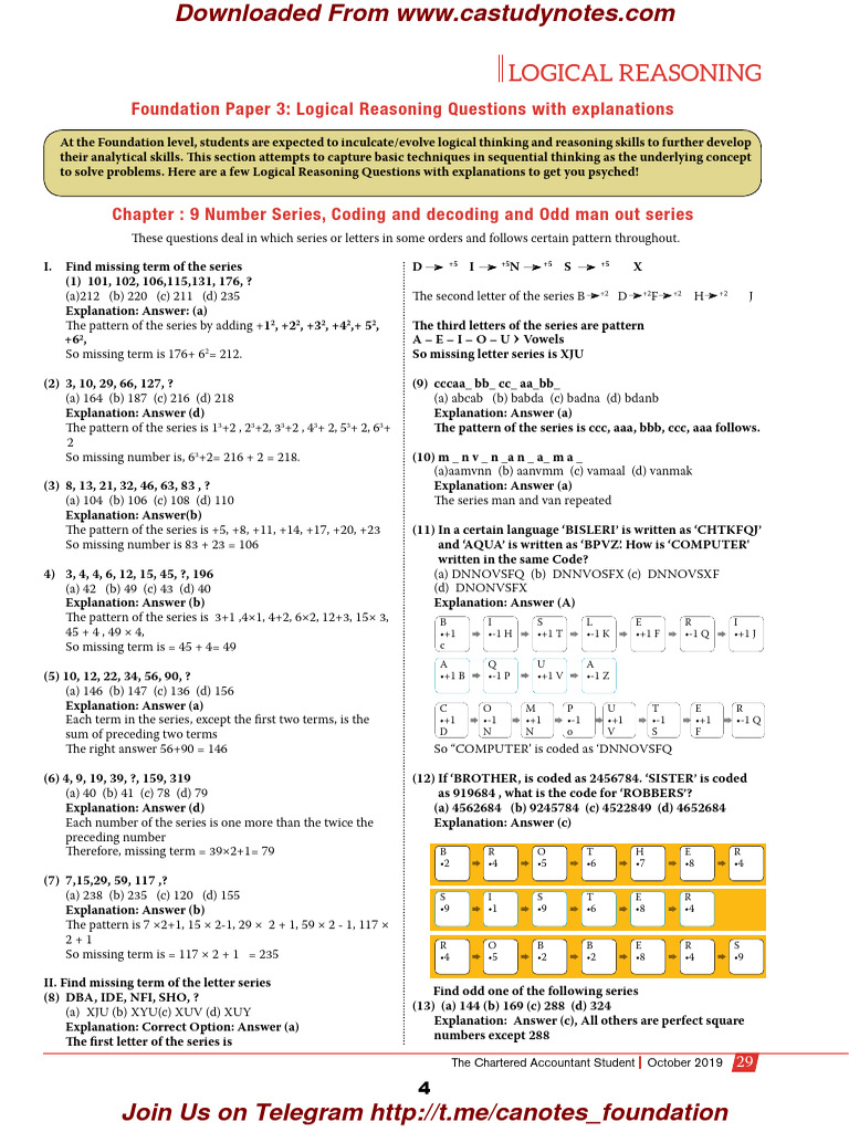 Number Series Coding and Decoding and Odd Man Out Series | PDF | Reason ...