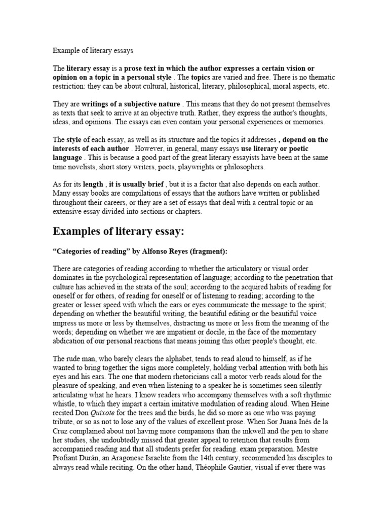 Example of Literary Essays | PDF | Essays