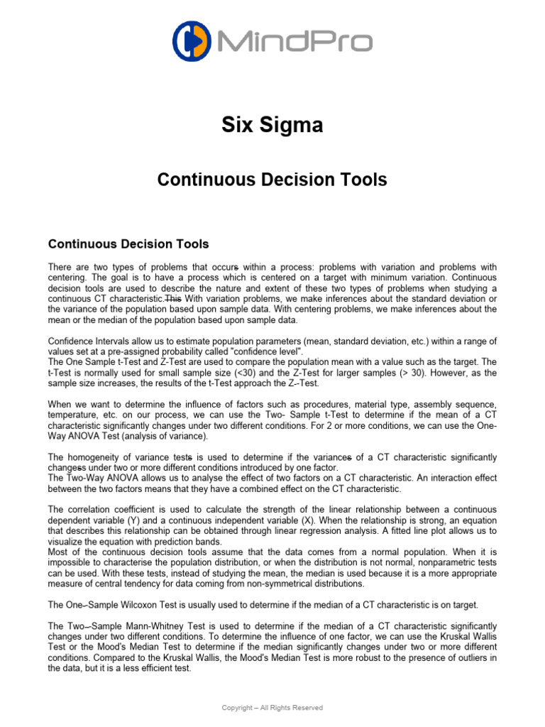 Continuous Decision Tool | PDF | Statistics | Standard Deviation