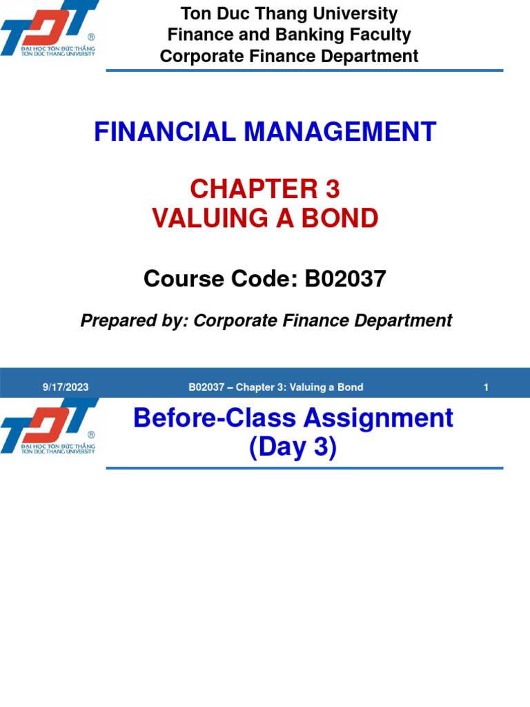 Chapter 3 - Valuing A Bond | PDF | Bond Duration | Bonds (Finance)