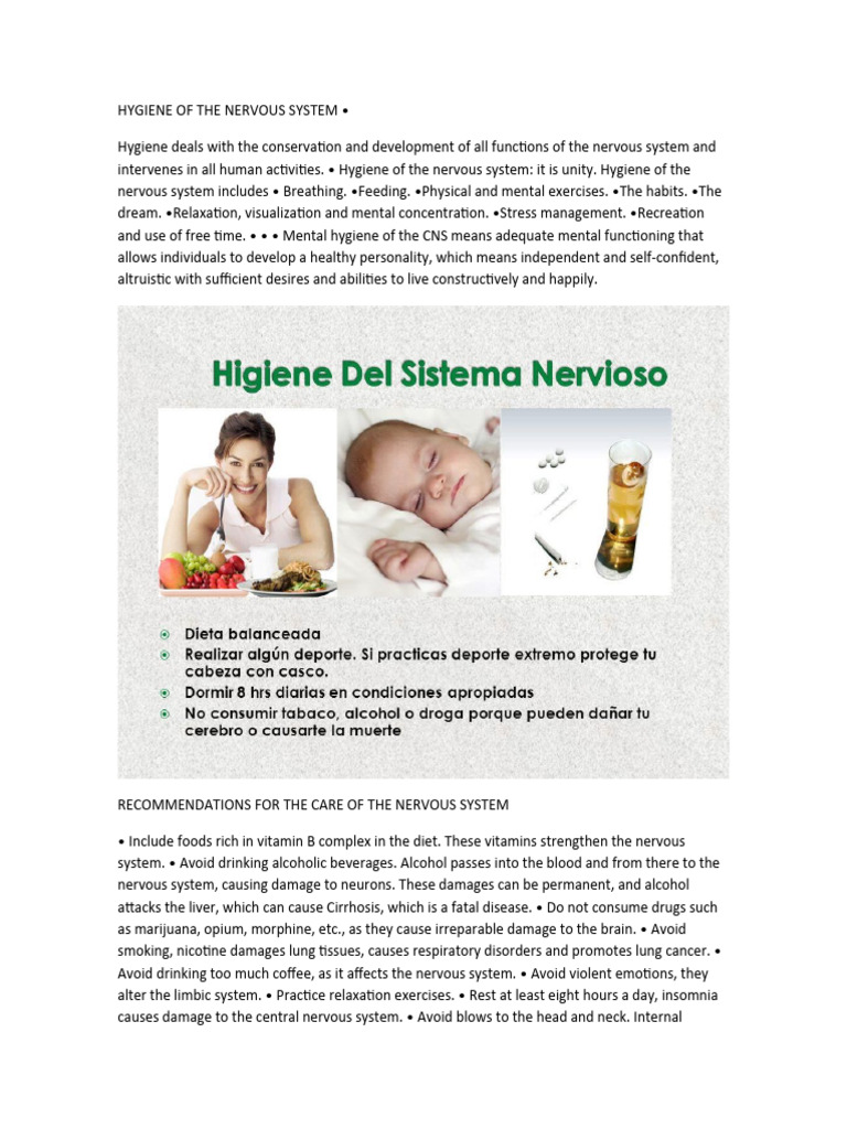 Nervous System Hygiene Nervous System Care | PDF