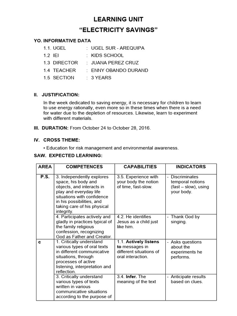 Electricity Learning Unit | PDF | Learning | Electricity