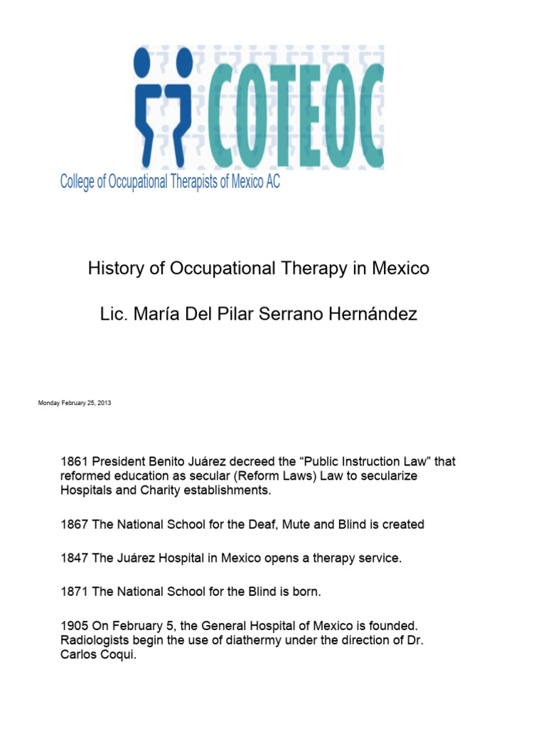 History of Mexican Occupational Therapy | PDF | Physical Therapy ...