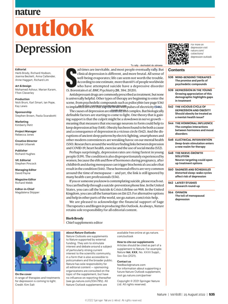 Outlook On Depression - Science Journal Nature | PDF | Major Depressive ...