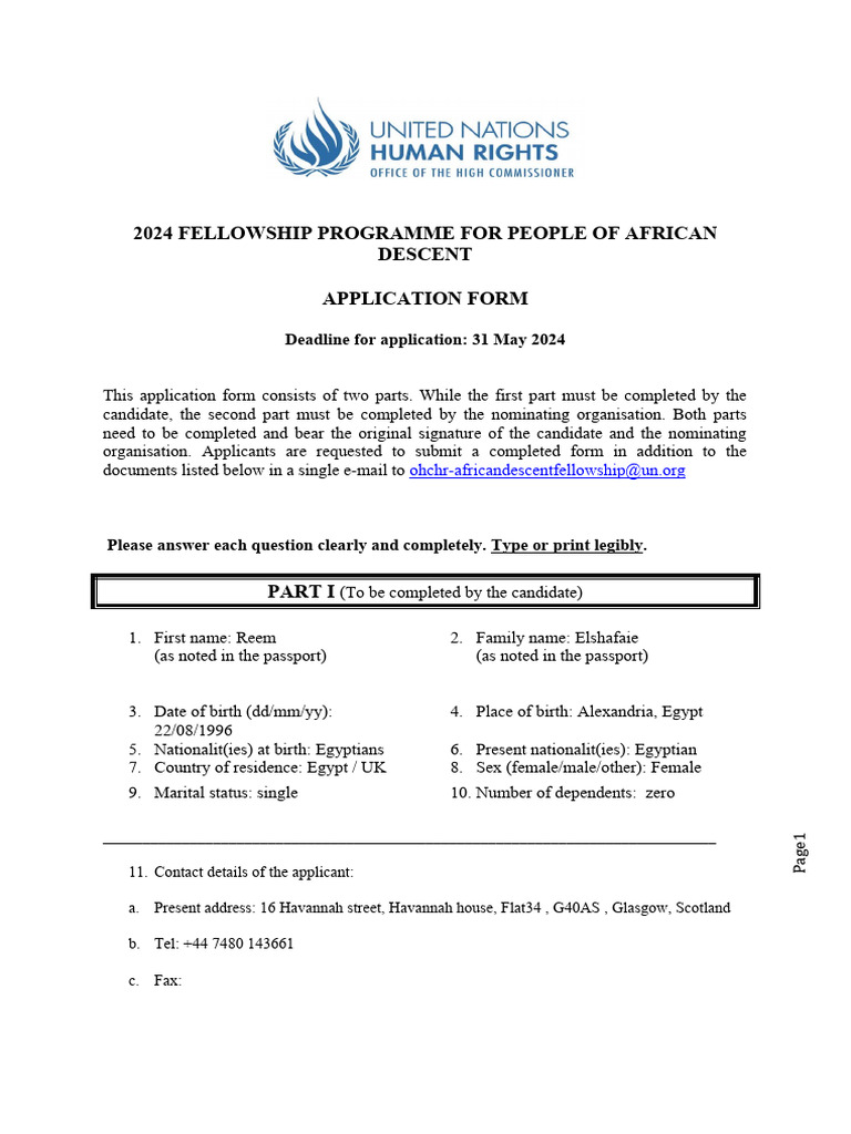 2024 African Descent Fellowship Application | PDF | Empowerment | Policy
