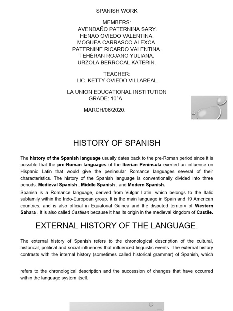 History of the Spanish Language | PDF | Spanish Language | Linguistics