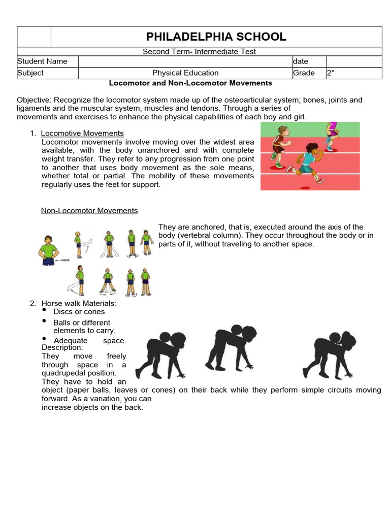 Ed. Physics Locomotor and Non-Locomotor Movements | PDF | Human ...