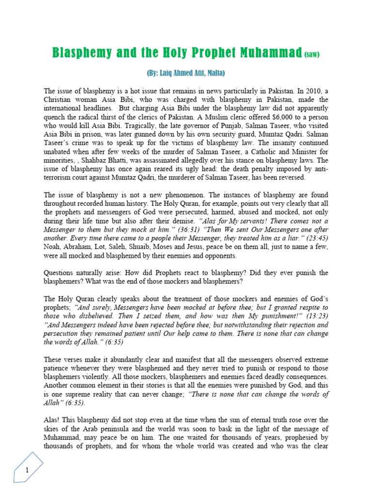 Blasphemy and the Prophet Muhammad (saw) | PDF | Prophets And ...