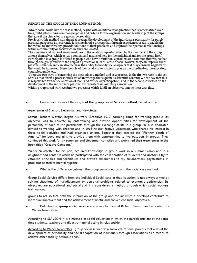History of Group Social Work | PDF | Leadership | Social Group