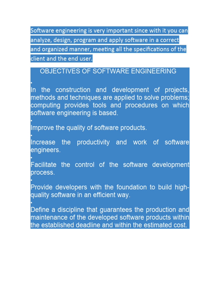 Importance Of Software Engineering Pdf Engineering Software Development 