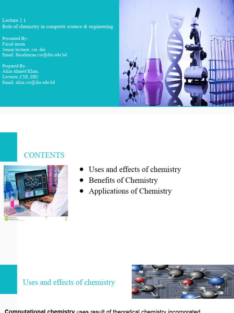 Lecture 2.1 Role of Chemistry in Computer Science | PDF | Computational ...