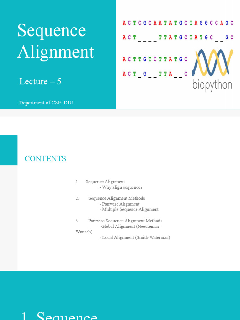 Lecture 4.1 and 4.2 Sequence Alignment (Global and Local) | PDF | Sequence Alignment ...