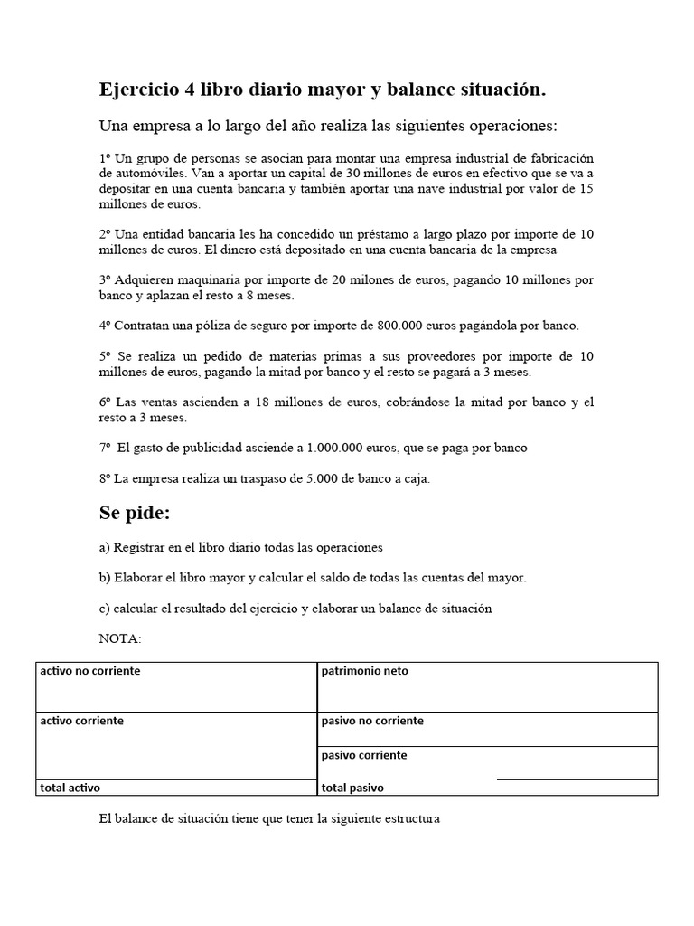 Ejerci Practic 4 Mayor y Balance | PDF
