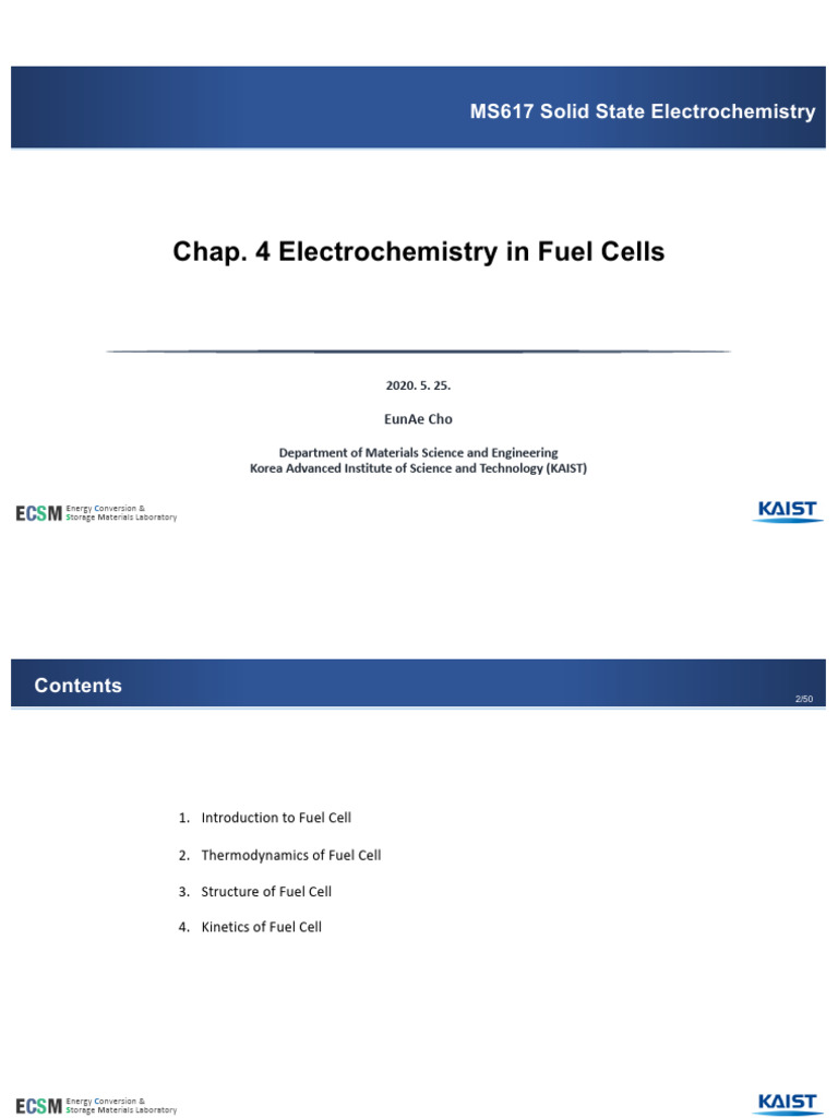 Chap 4. Fuel Cells | PDF | Fuel Cell | Physical Sciences