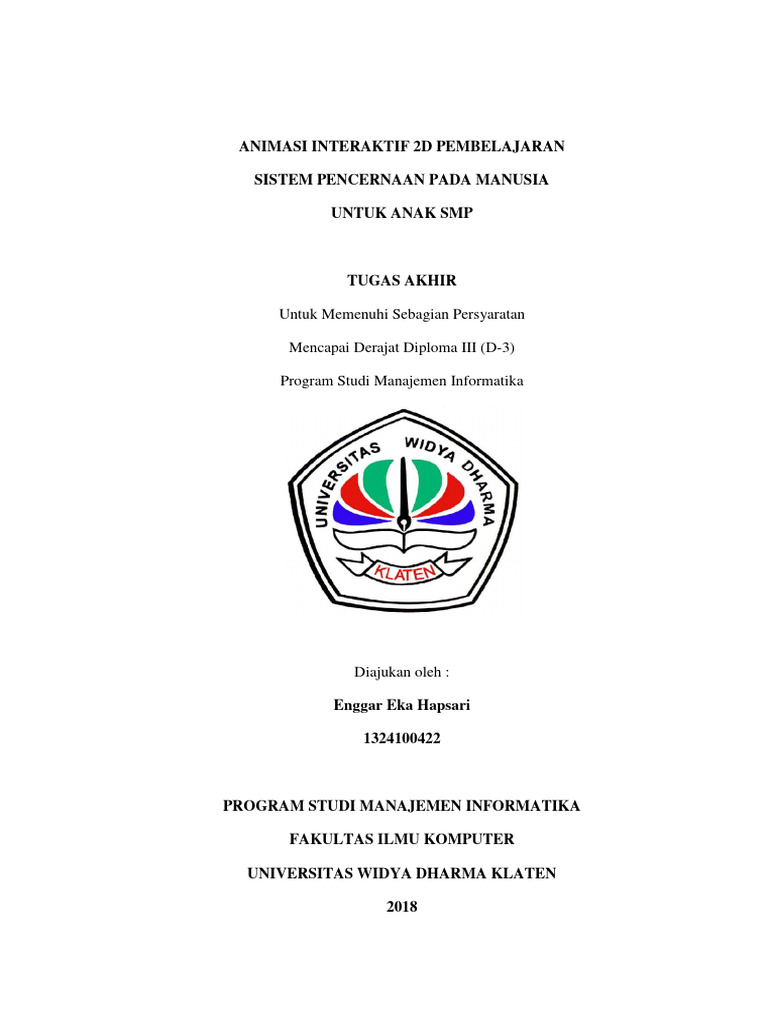 Animasi Interaktif 2D Sistem Pencernaan | PDF | Karier & Perkembangan ...