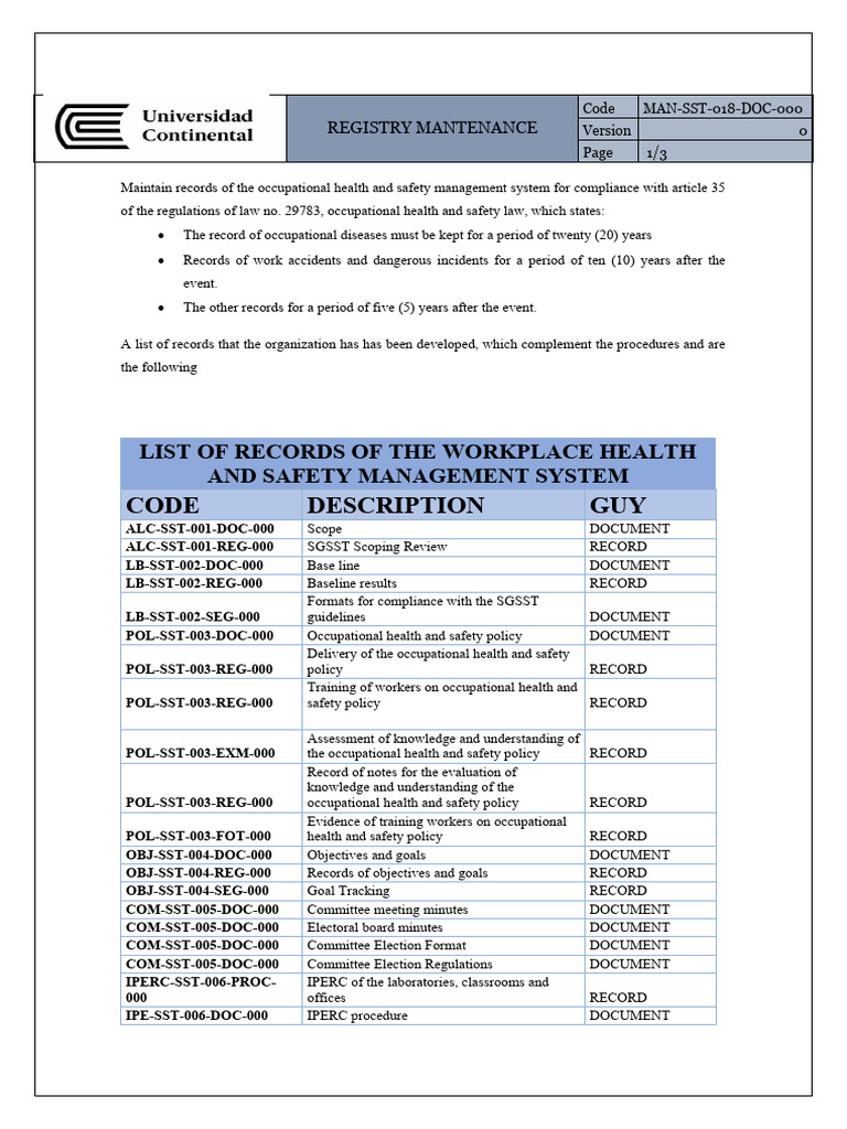 18.2 Record-Maintenance | PDF | Occupational Safety And Health | Safety