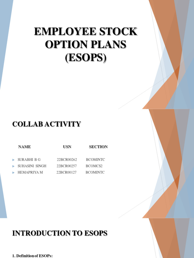 Employee Stock Option Plans (Esops) | PDF | Stocks | Employment
