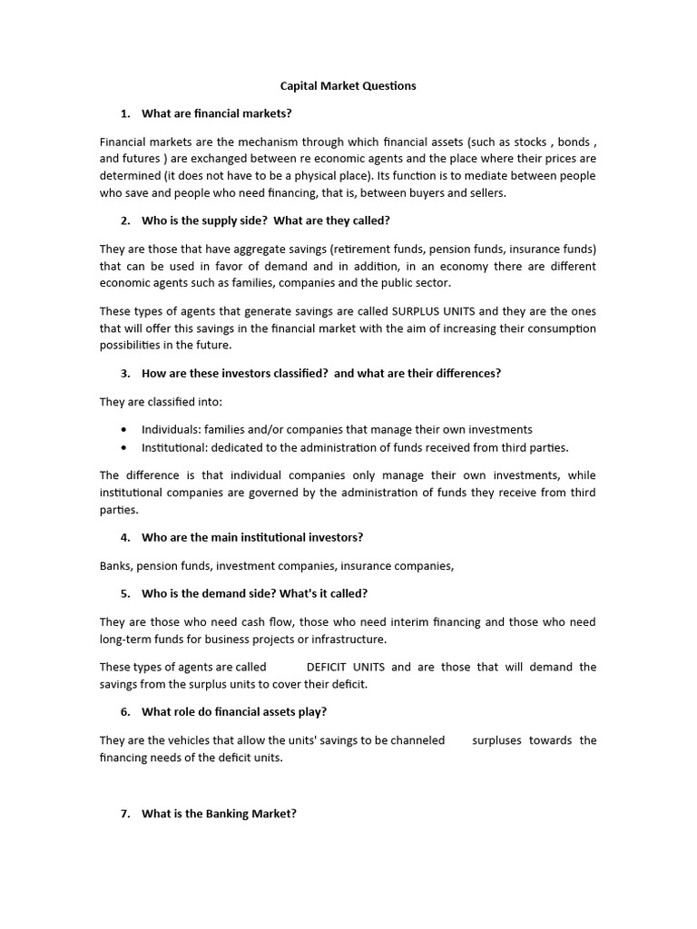 Understanding Capital Markets and Investors | PDF | Financial Markets ...