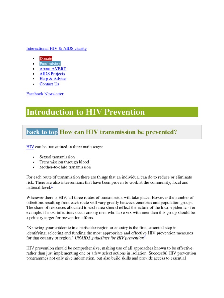 Introduction To HIV Prevention | Download Free PDF | Prevention Of Hiv ...