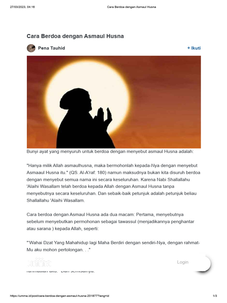 Cara Berdoa Dengan Asmaul Husna | PDF