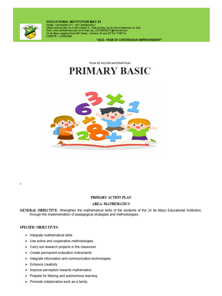 Primary Mathematics Action Plan - Ramon Angulo | PDF | Mathematics ...