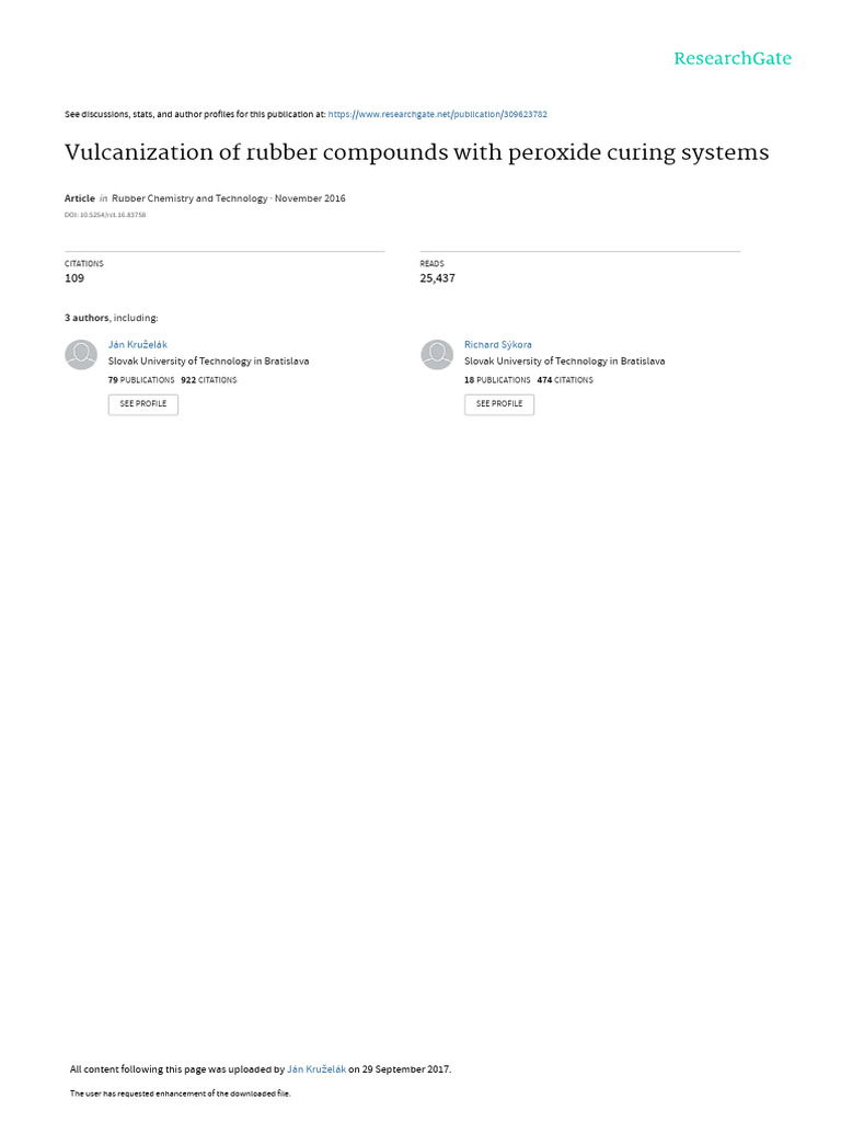 Peroxide Cure System | PDF | Alkene | Radical (Chemistry)