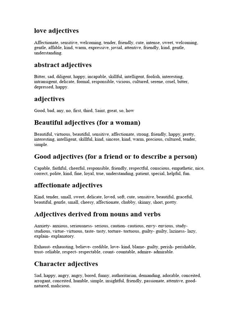 Loving Adjectives | PDF | Adjective | Linguistics