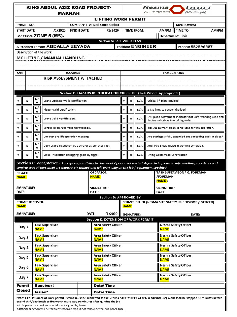 Lifting WP Nesma Kaar Project | PDF | Crane (Machine) | Occupational ...