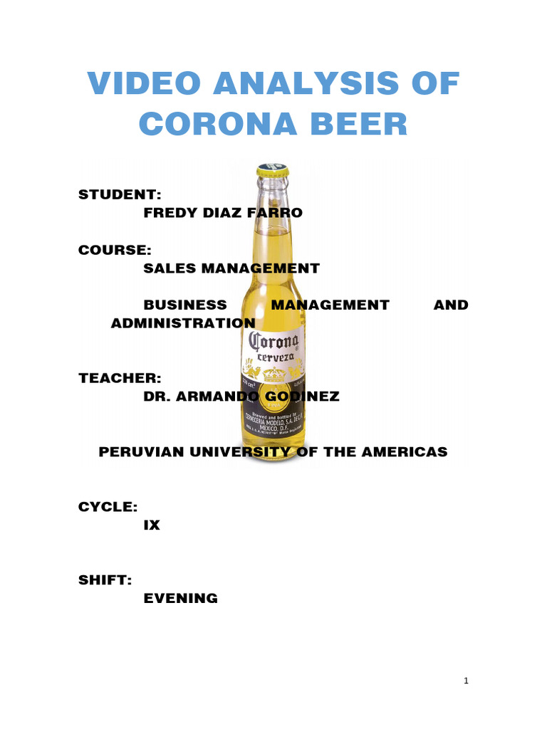 Corona Beer Video Analysis | PDF | Brewing | Malt Based Drinks