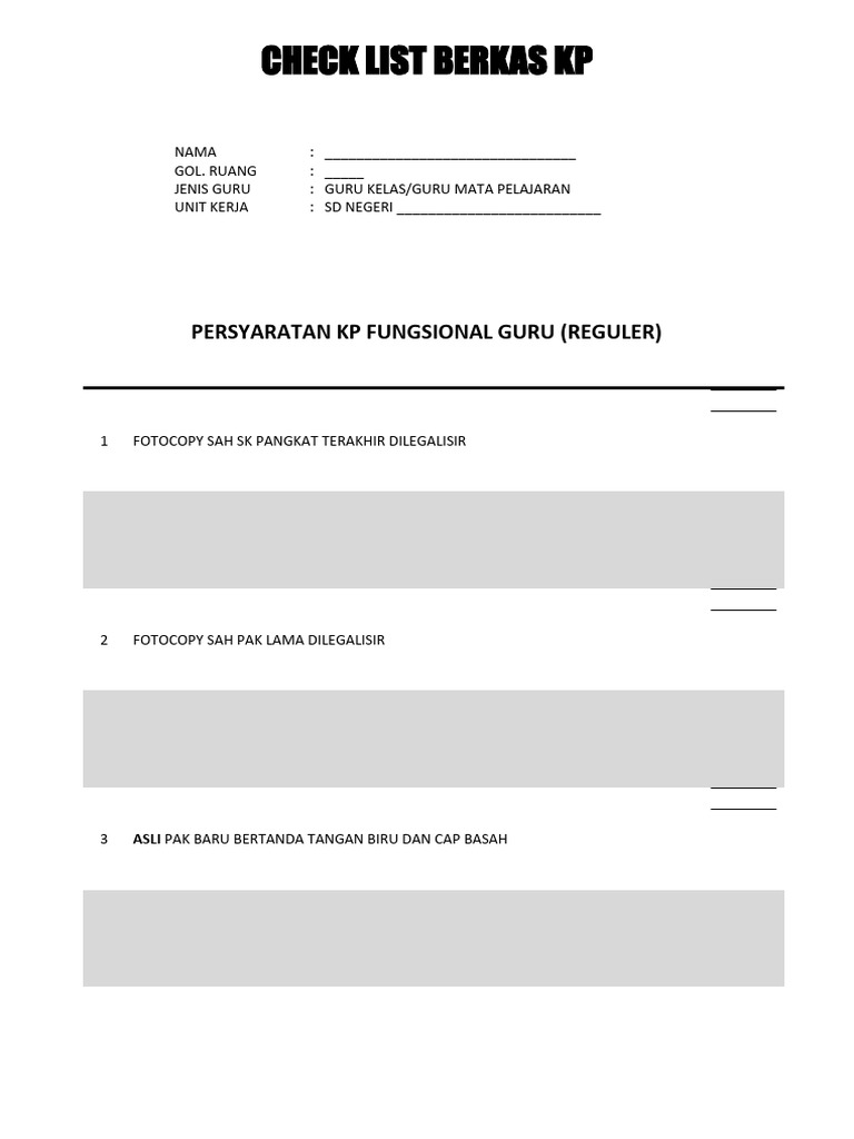 Lembar Ceklis KP - 2022 | PDF