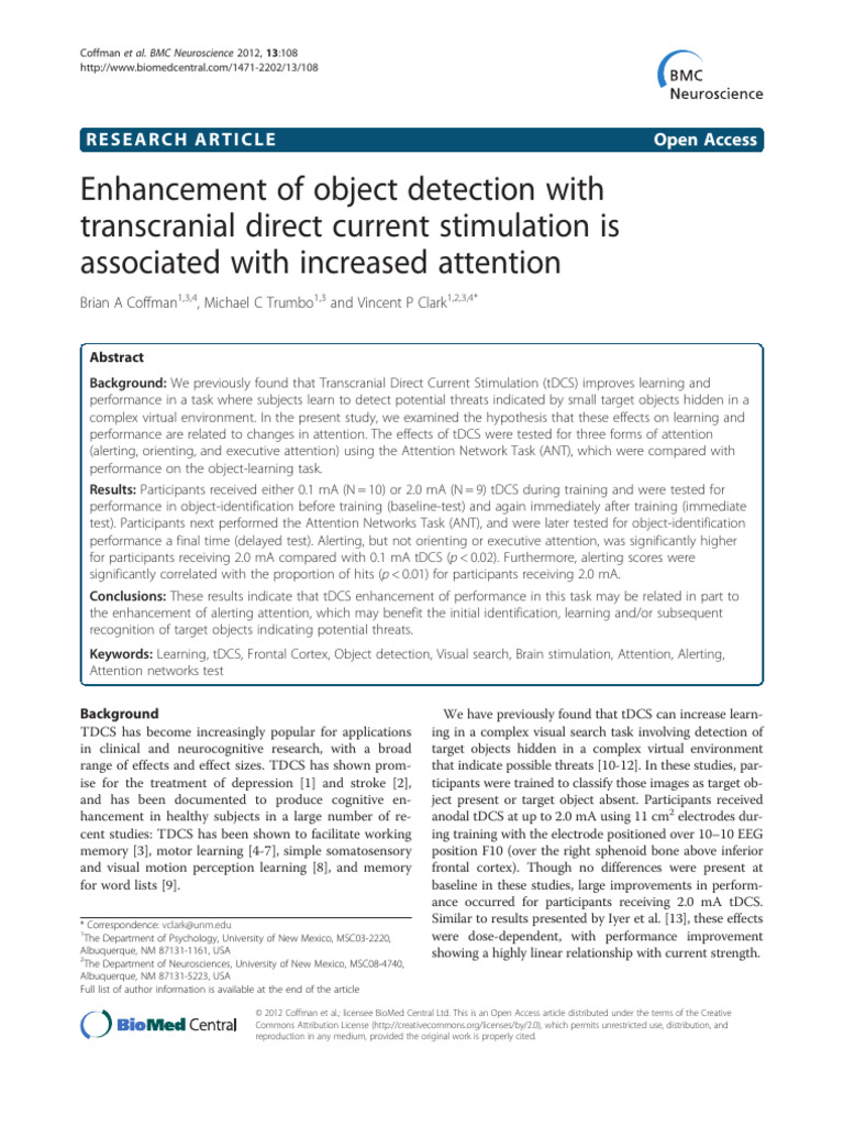 2012 Enhancement of Object Detection With Transcranial Direct Current Stimulation Is Associated ...