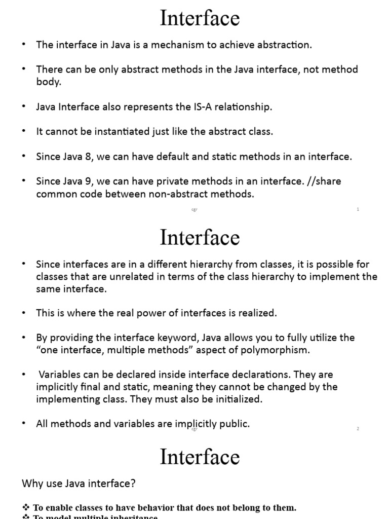 CGR Unit2 Interfaces | PDF | Class (Computer Programming) | Method (Computer Programming)