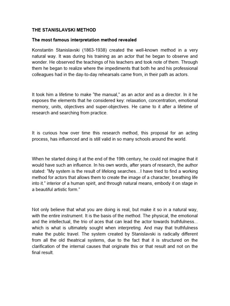 The Stanislavski Method | PDF