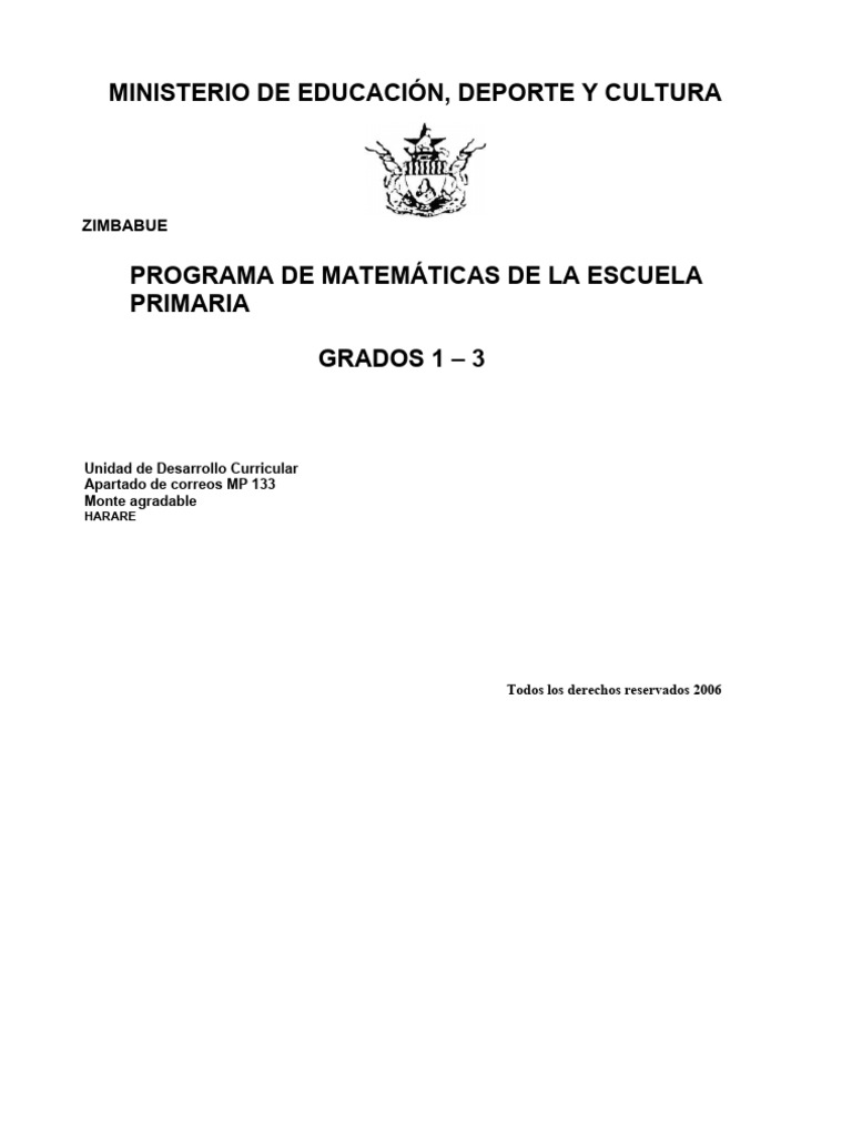 Programa de Matemáticas Primaria 1-3 | PDF | Decimal | Sustracción