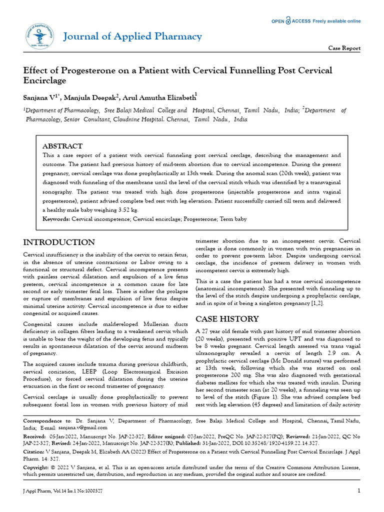 Progesterone's Role in Cervical Funneling | PDF | Preterm Birth | Pregnancy