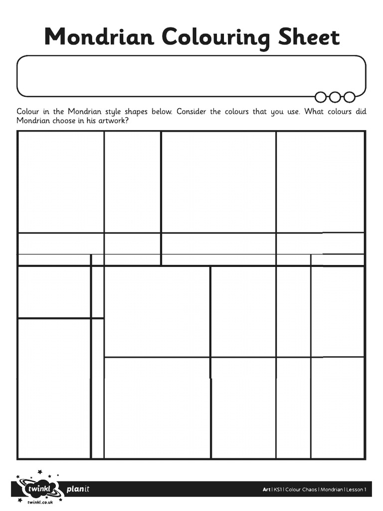 Piet Mondrian Colouring Sheet | PDF