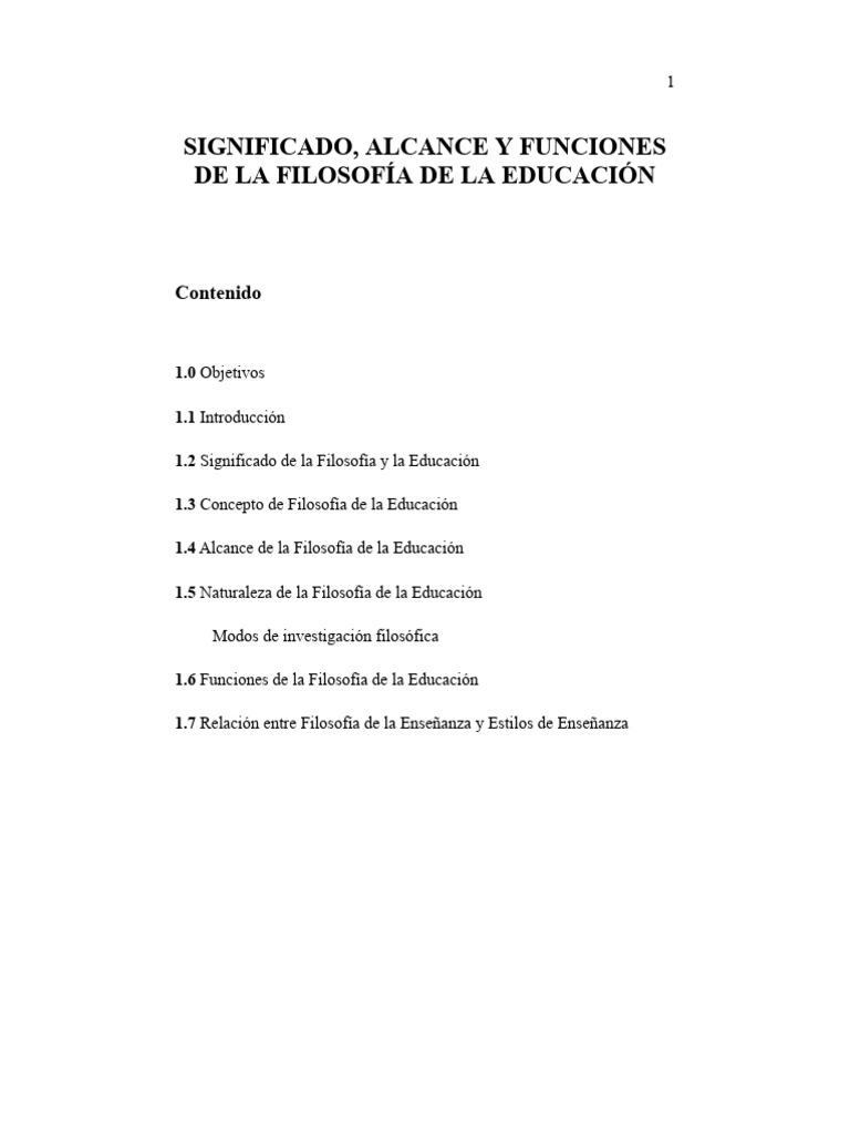 Filosofía de la Educación: Significado y Funciones | PDF | Conocimiento ...
