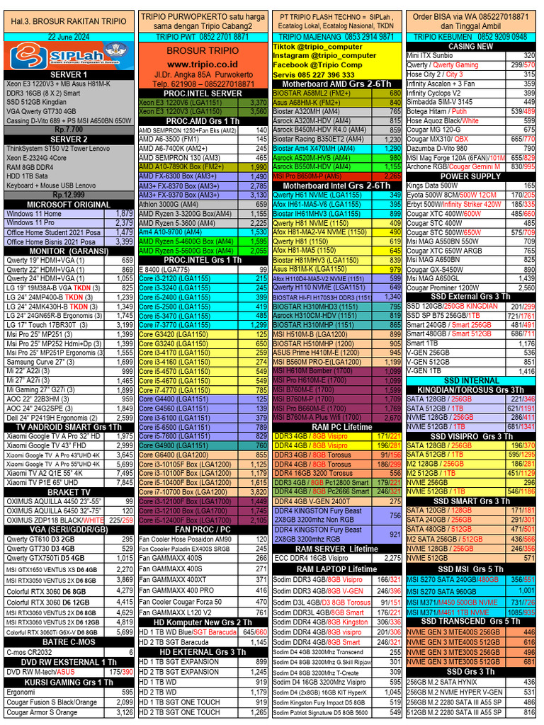 Tripio Computer Hardware Brochure | PDF | Printer (Computing) | Computer Hardware