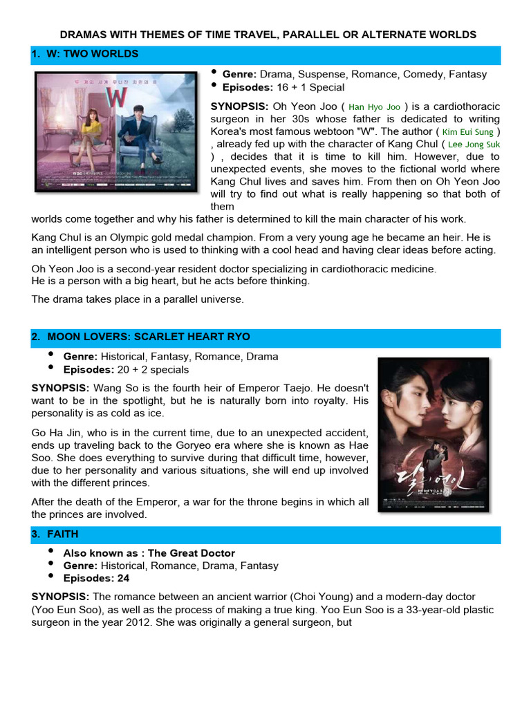 Time Travel Themed Dramas | PDF