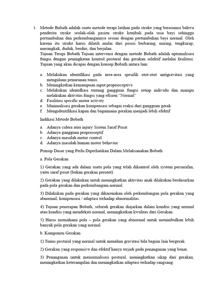 Bobath For Stroke | PDF