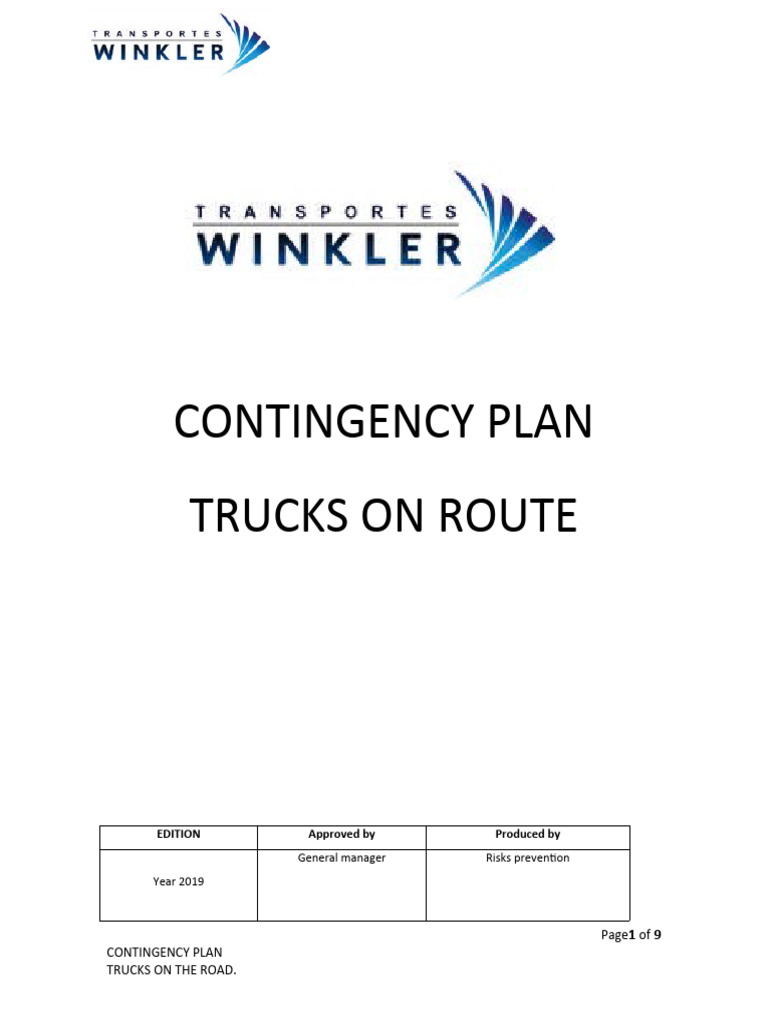 Contingency Plan For Trucks On Route | PDF | Emergency | Firefighter
