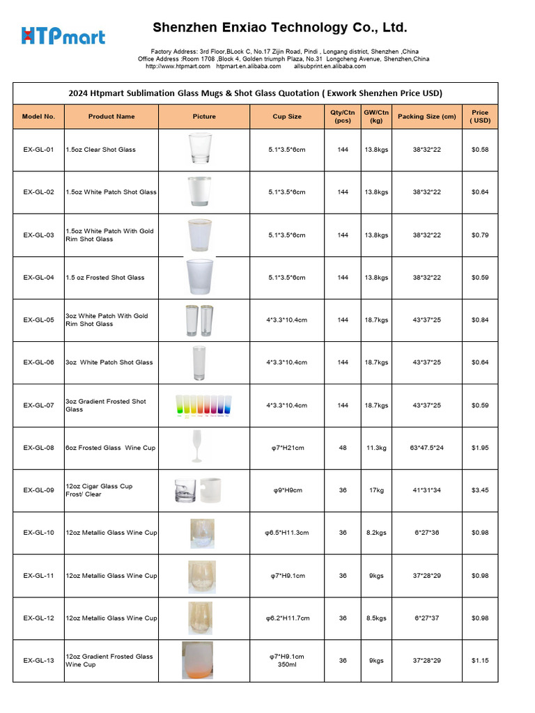 2024 Htpmart Glass Beer Mug Price List . | PDF | Alcoholic Drinks