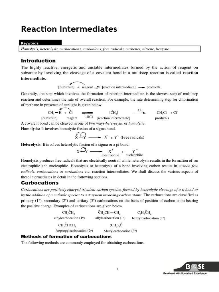 01-Reaction Intermediates | PDF | Chemical Reactions | Organic Chemistry